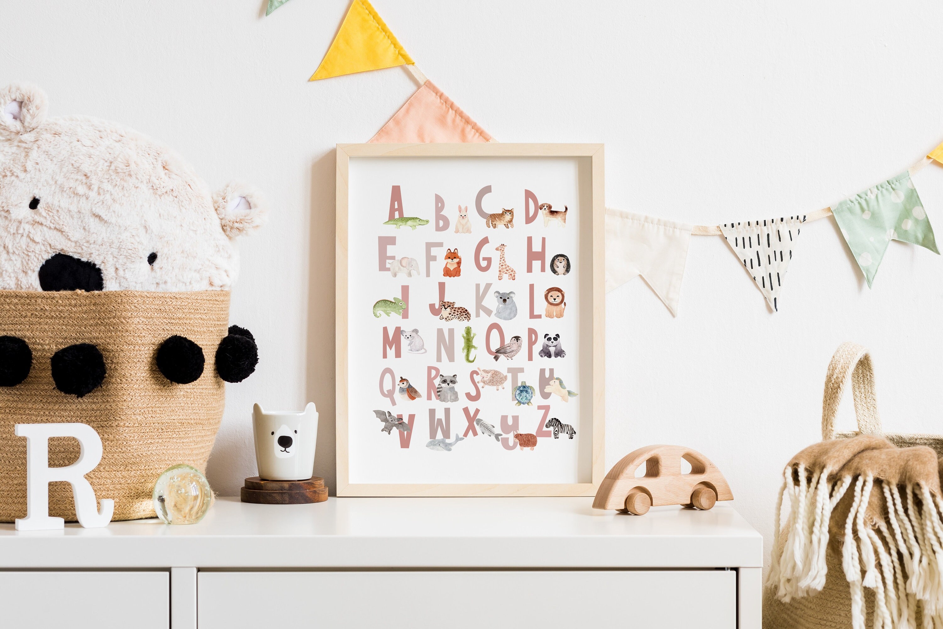 Scandi Animal Alphabet Childrens Educational Print Boho | Etsy