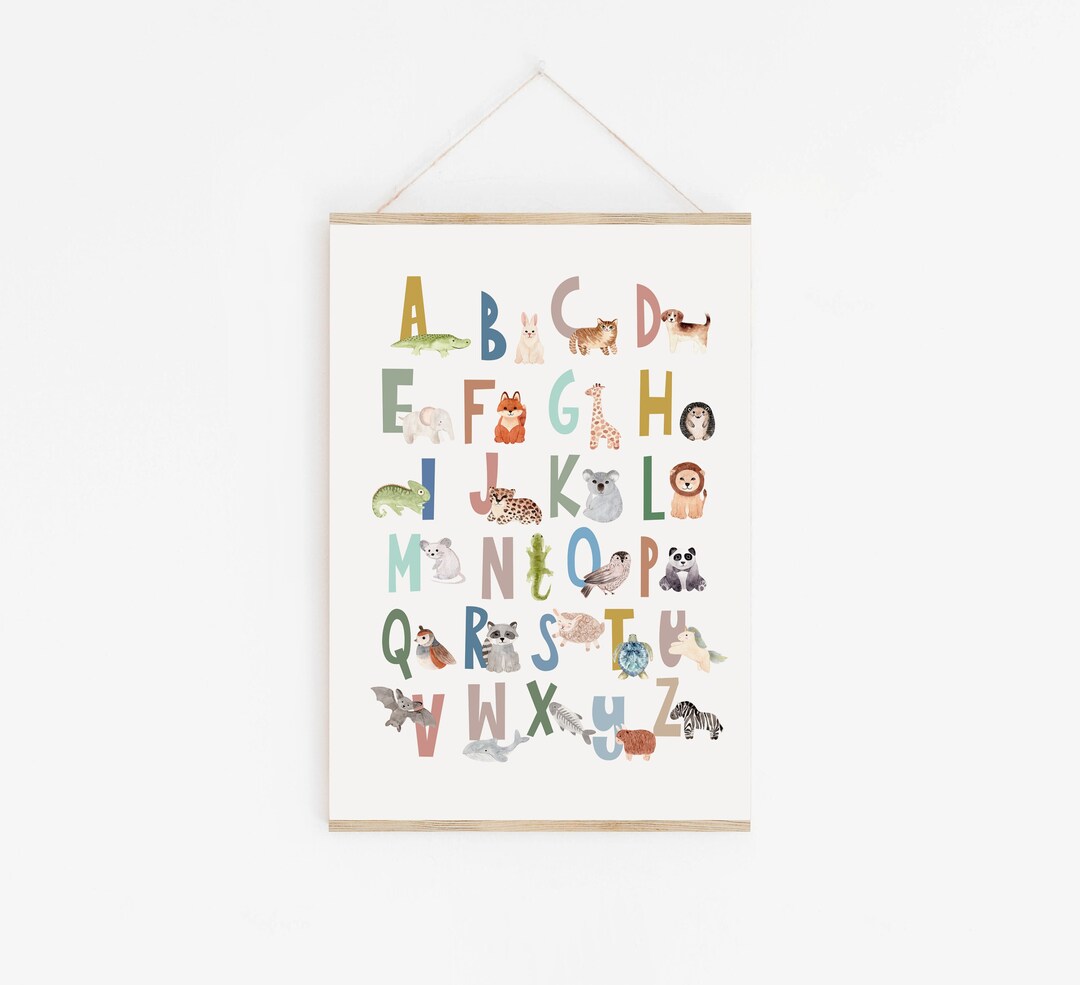Scandi Animal Alphabet, Childrens Educational Print, Boho Animal ...