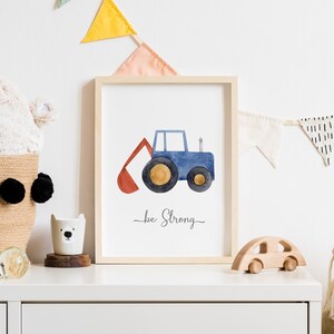 Tractor Nursery Print, Watercolour Digger Nursery Art, PRINTABLE Art ...