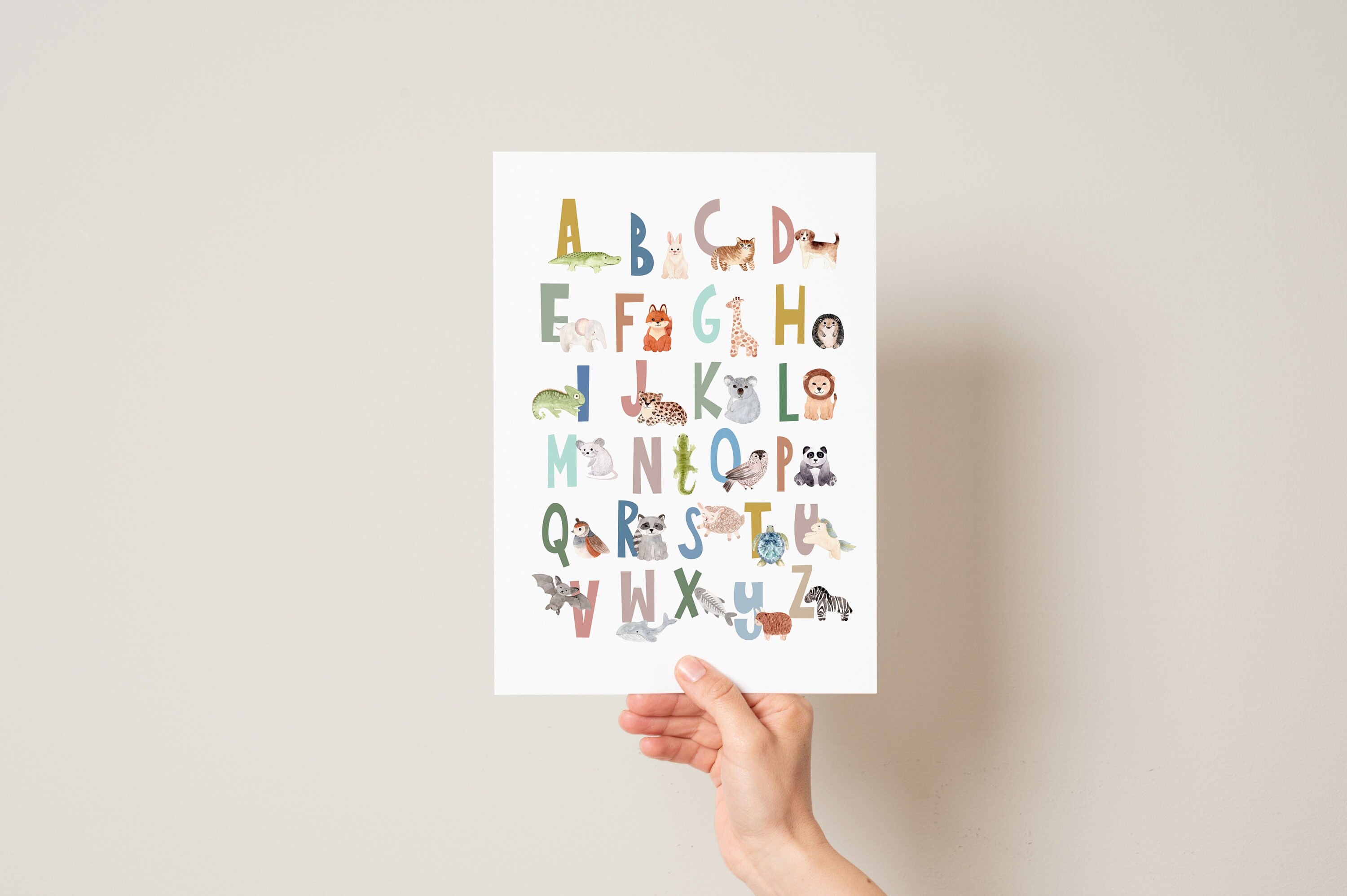 Scandi Animal Alphabet Childrens Educational Print Boho | Etsy