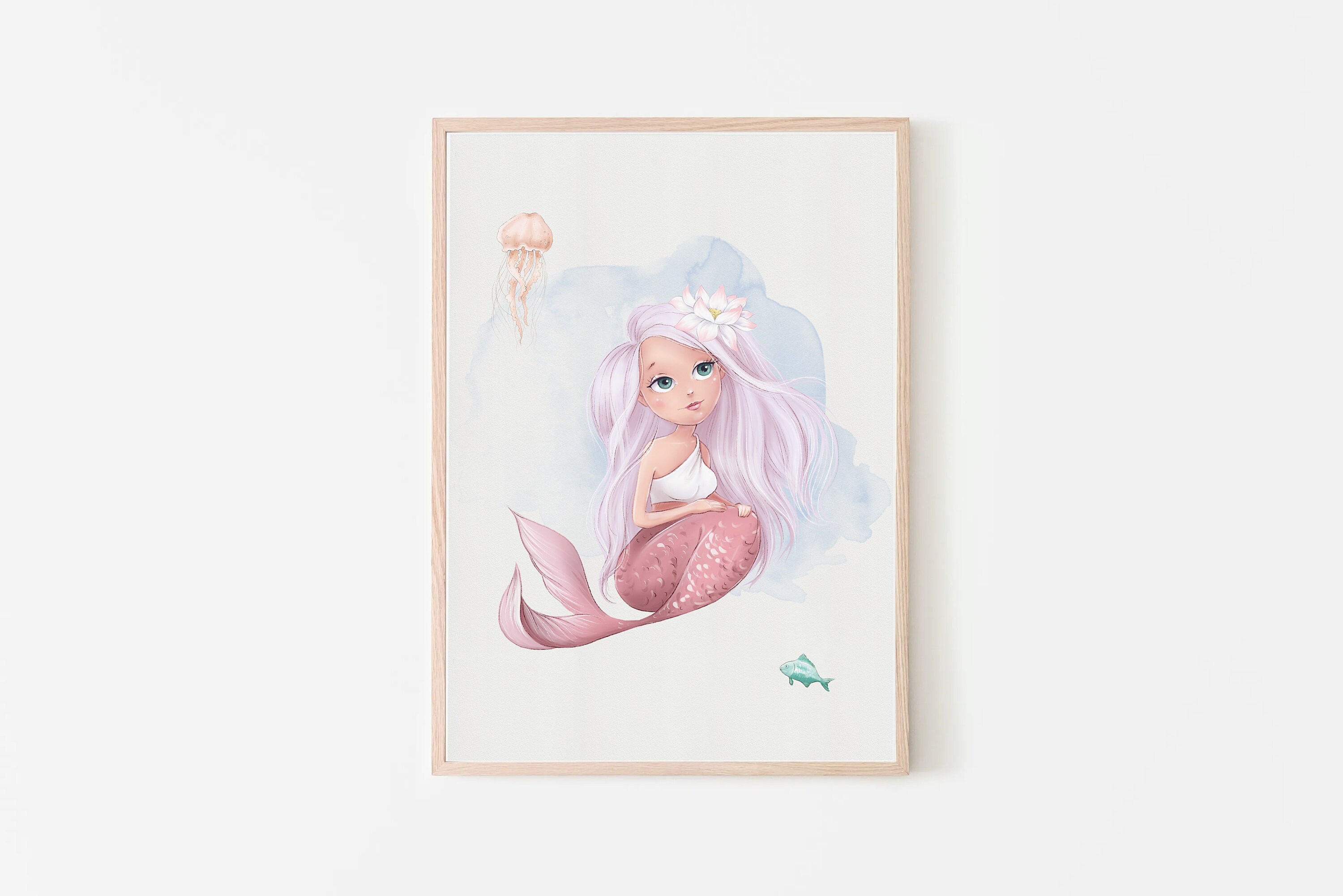 Lovely Mermaids Nursery Childrens Wall Prints, Under the Sea Themed ...