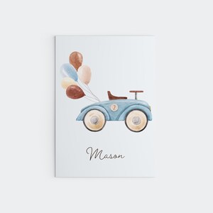 Personalised Boys Car Print, 2nd Birthday Gift, Boys Room Decor, Boys ...