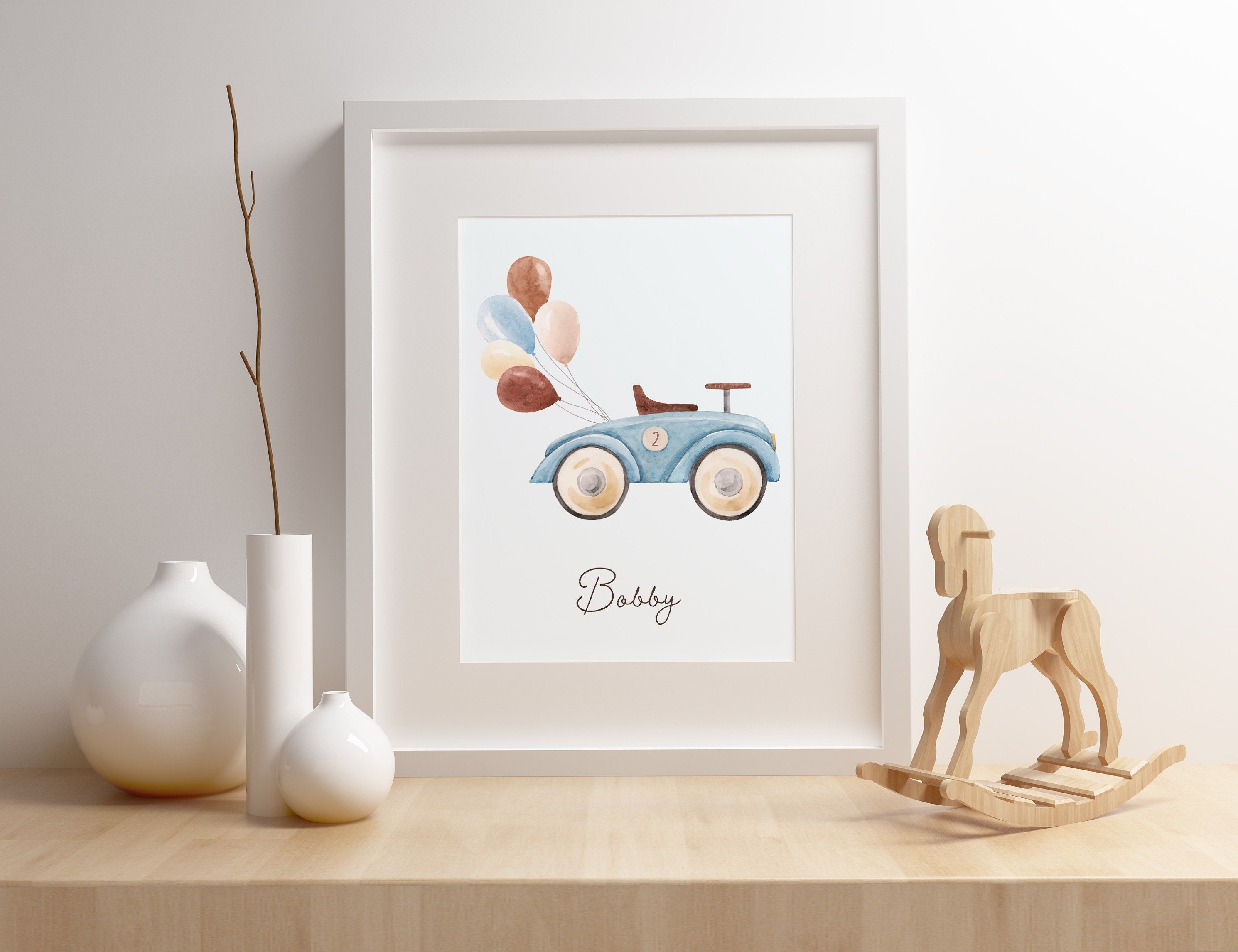 Personalised Boys Car Print, 2nd Birthday Gift, Boys Room Decor, Boys ...