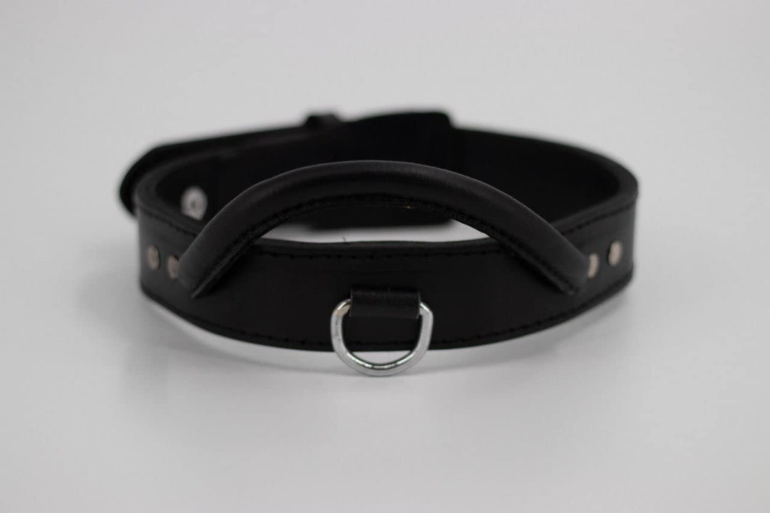 Petsnpeople Handle Collar black Leather Handle Dog Collar Soft 1.5 Wide ...