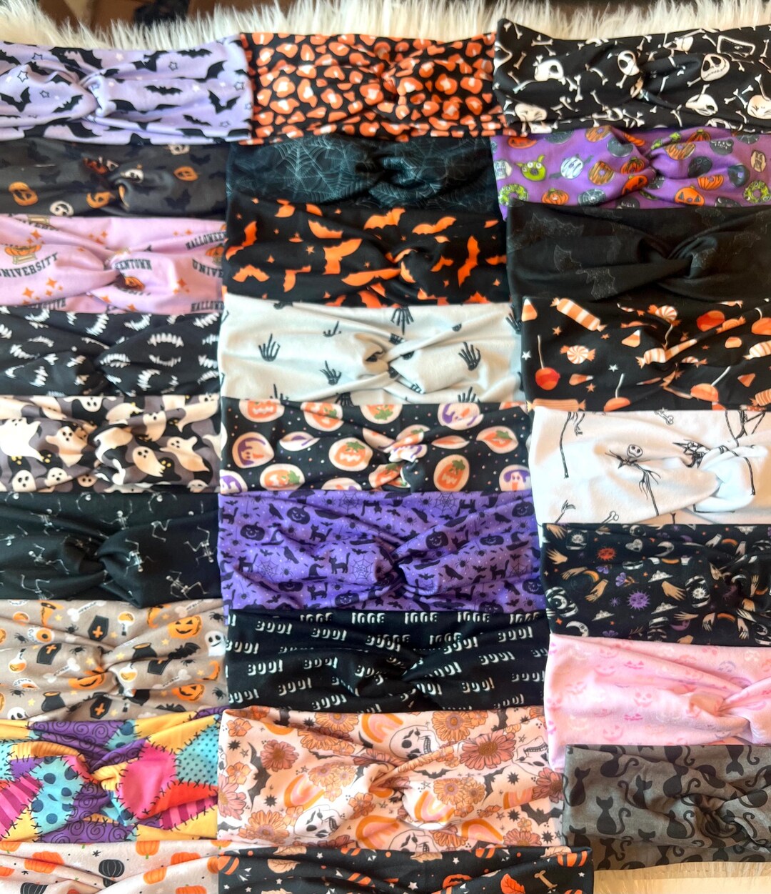 Halloween Turban Twist Headbands Pumpkin Boho Bats Headband Ghost Soft ...
