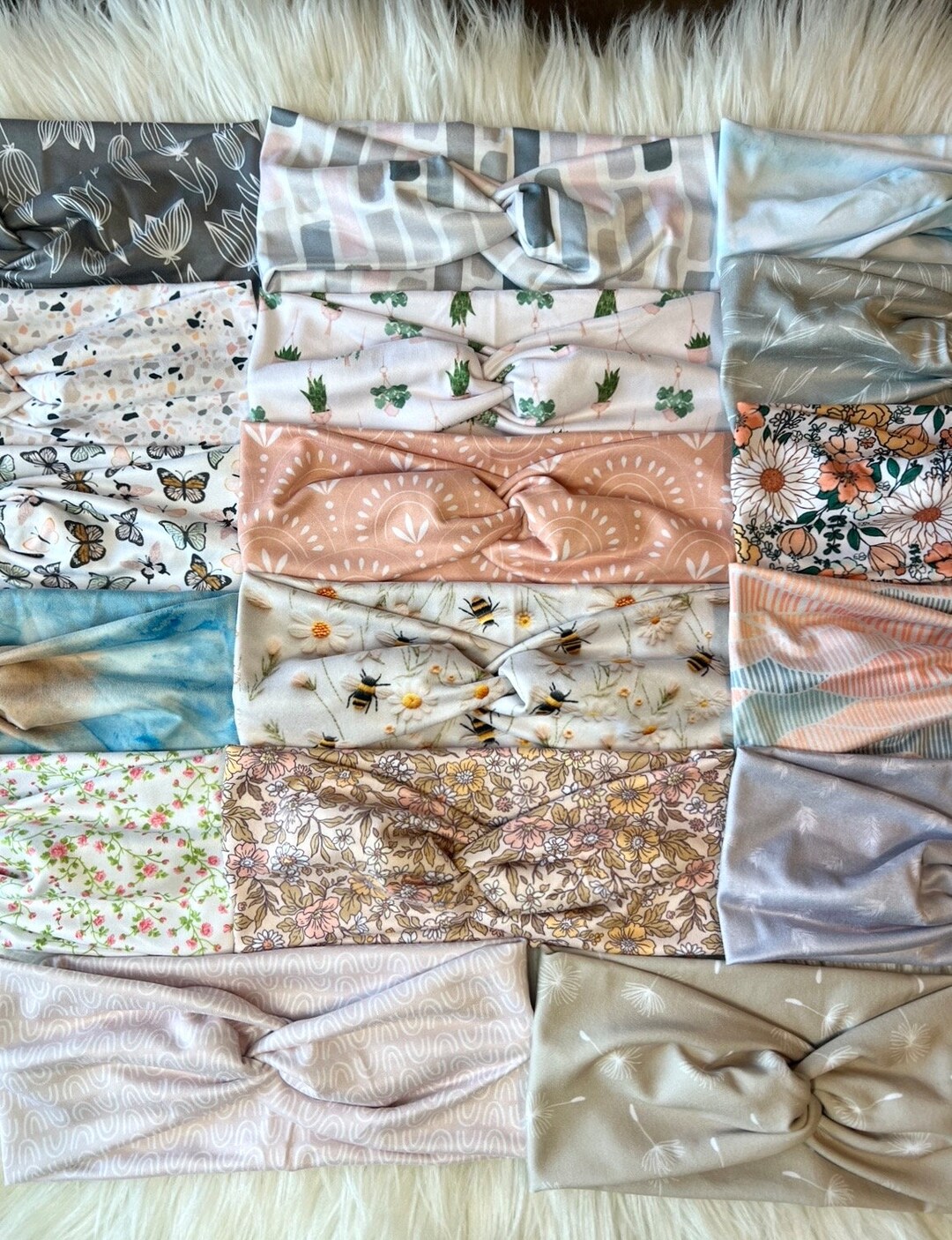 Spring 2024 Turban Style Twist Headbands flower Pastels Boho Headband Neutral Floral Soft ...