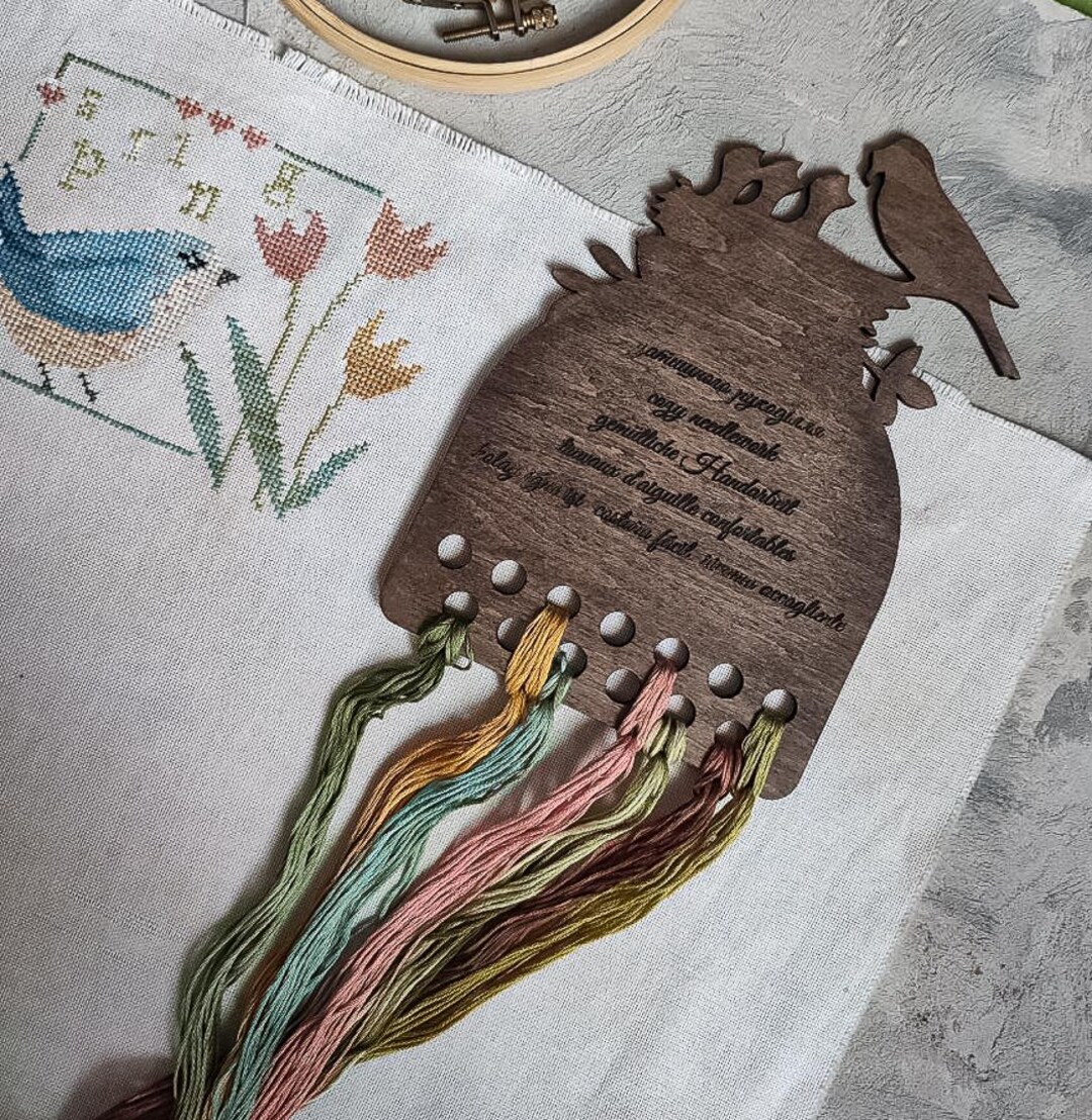 Bird Nest Wooden Floss Organizer: Hand-dyed Thread Sorter - Etsy