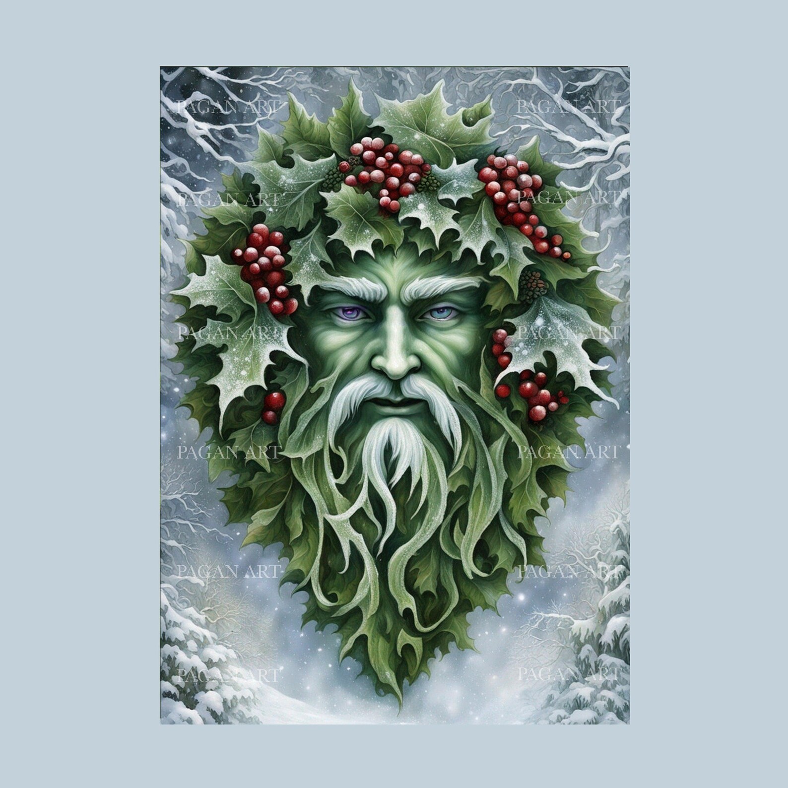 The Green Man of Winter, Greetings Card, Blank - Etsy