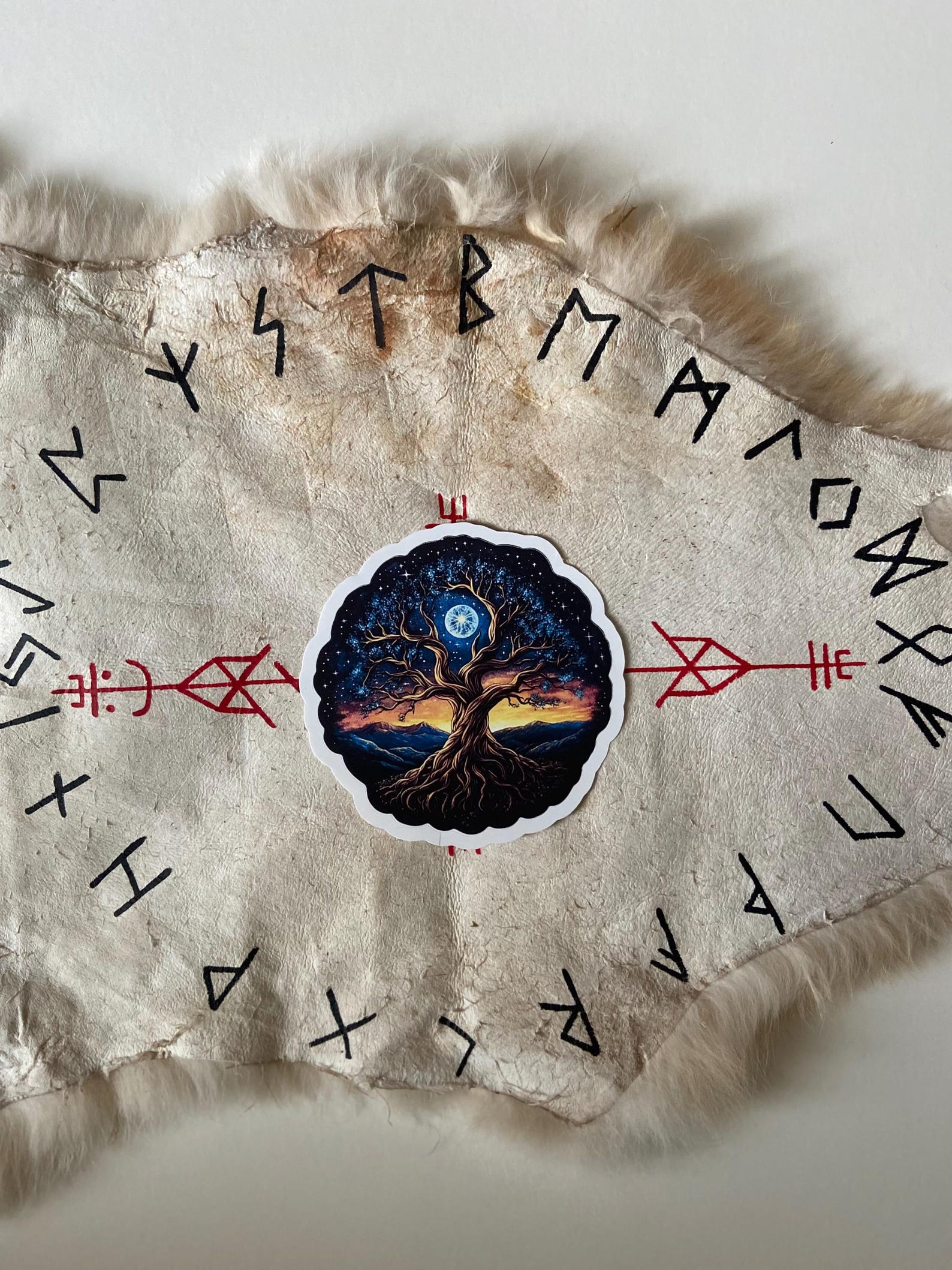 Mystical Tree of Life Sticker Celestial Norse Pagan Art, Full Moon ...