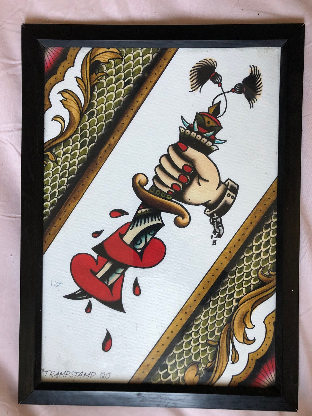 Dagger and Hearts With Ornate Border. Limited Edition Print - Etsy