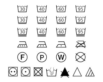 Care Label Clip Art Laundry Symbols Clipart SVG/EPS Textile Care ...