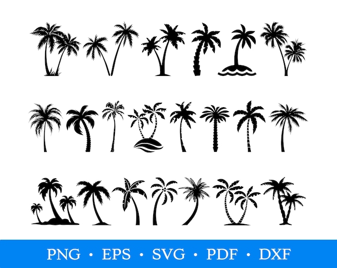 Palm Tree SVG, Instant Download, Palm Tree Bundle, Bundling - Background Black and White SVG ...
