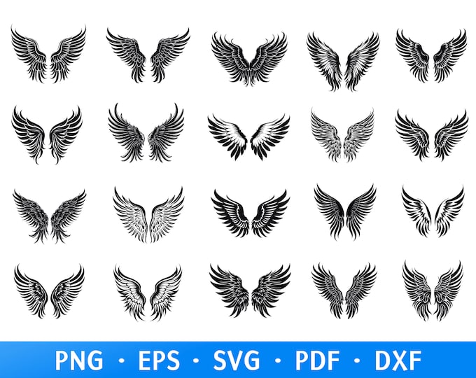 163 Angel Wings Svg Bundle, Wings SVG, Wings PNG, Wings Cut File, Angel ...