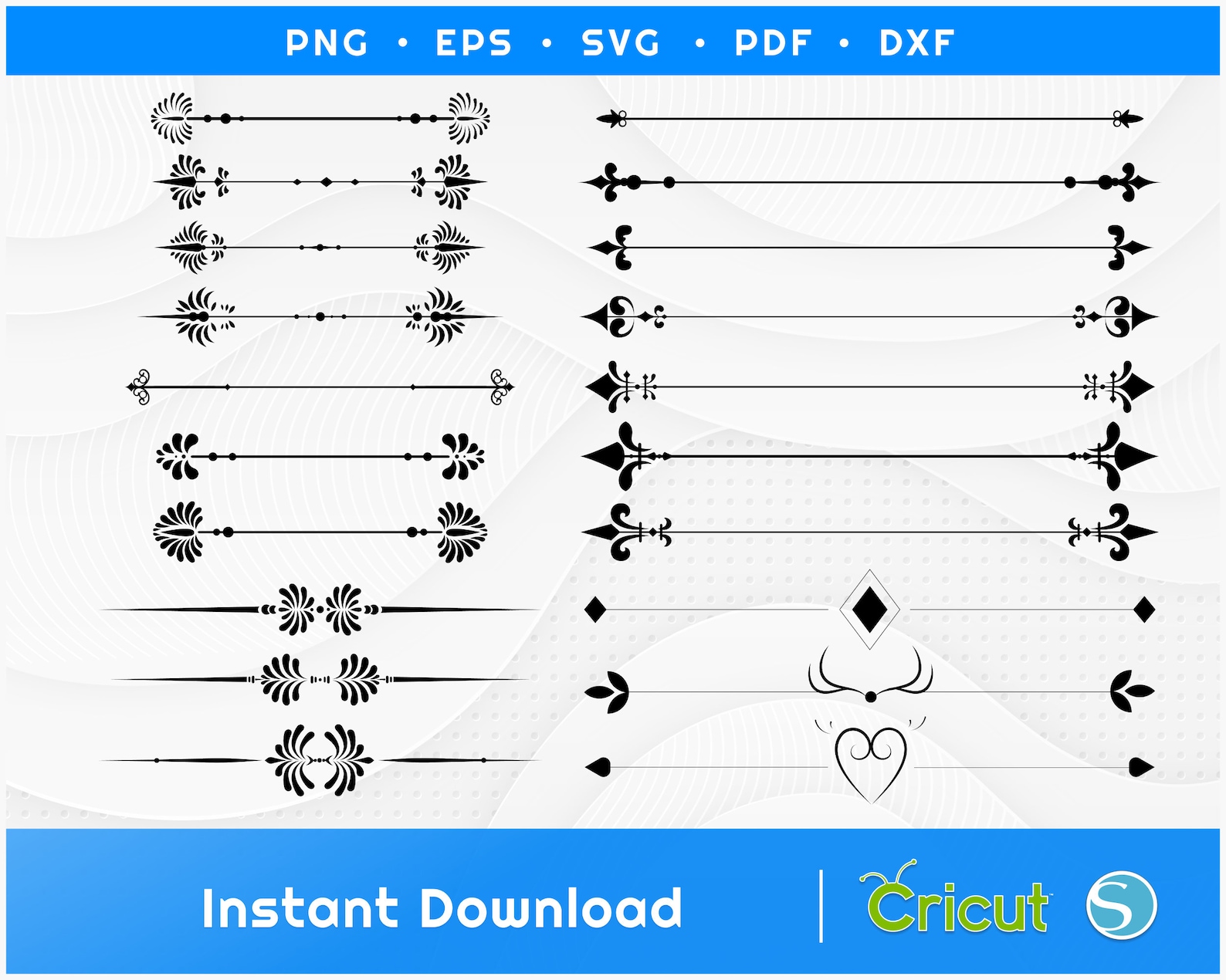 Text Dividers Svg & Png, Flourish Swirls Clipart, Decorative Vector ...