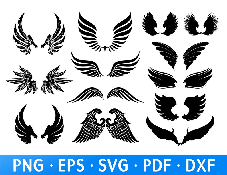 Angel Wings Svg Bundle, Angel Wings Clip Art, Wings Cut File for ...