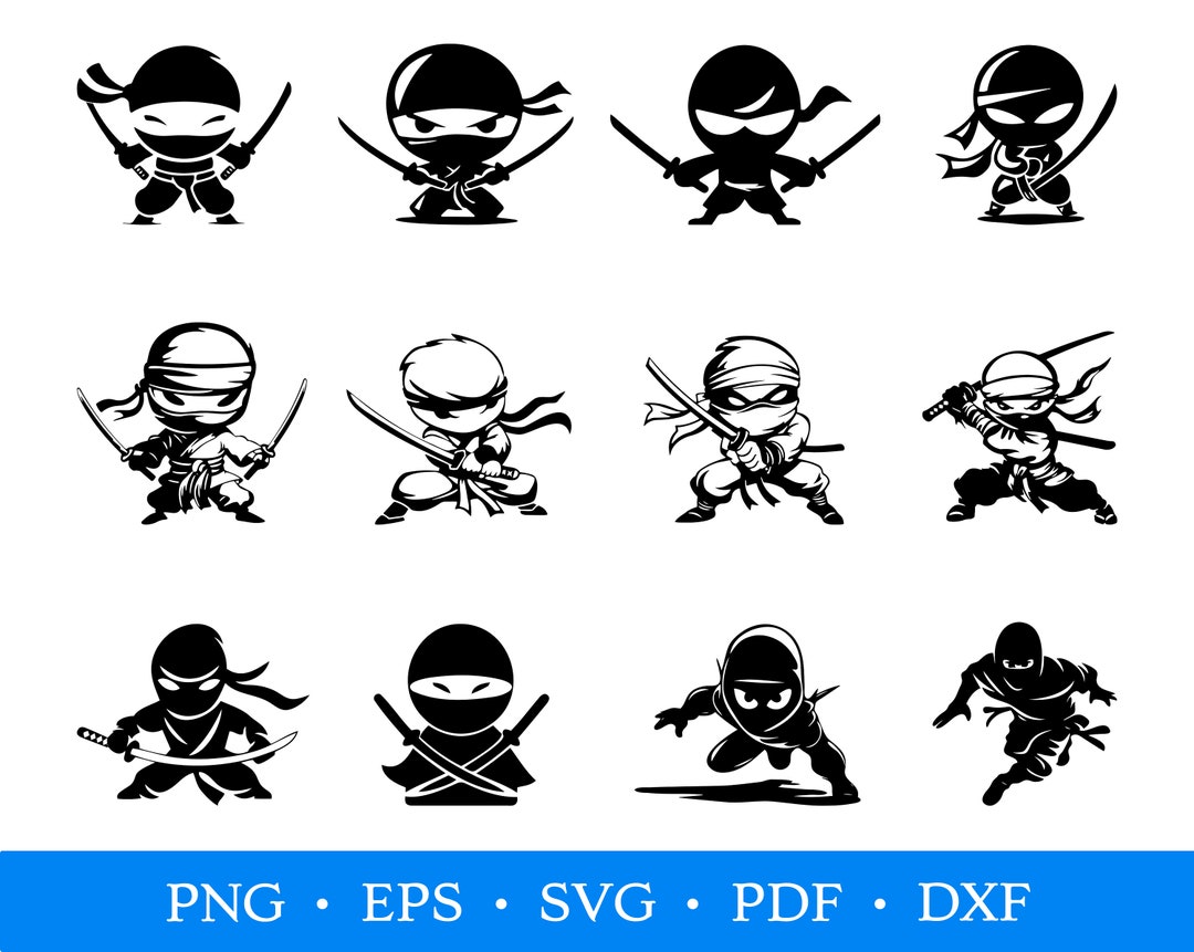 Ninja SVG, Cute Ninja PNG, Ninja Kids Cut Files Bundle, Ninja Clipart ...