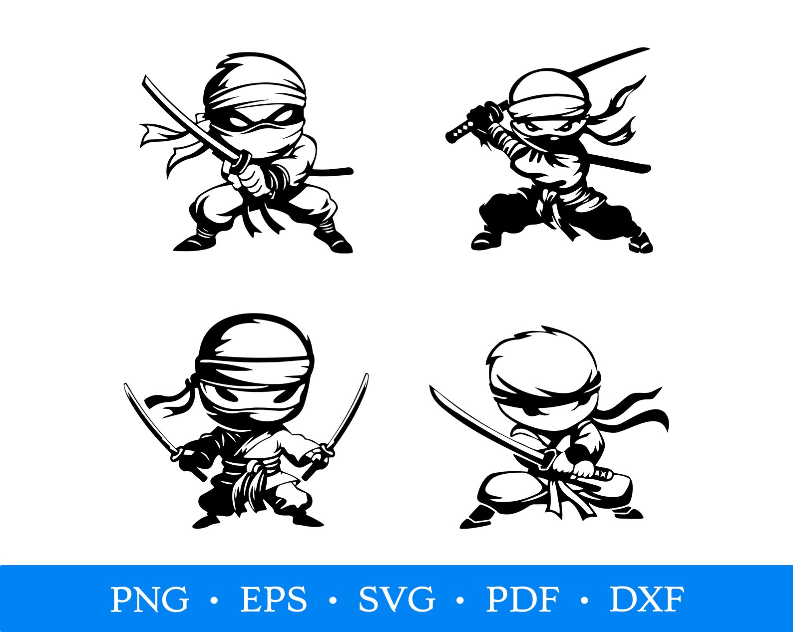 Ninja SVG, Cute Ninja PNG, Ninja Kids Cut Files Bundle, Ninja Clipart ...