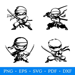 Ninja SVG, Cute Ninja PNG, Ninja Kids Cut Files Bundle, Ninja Clipart ...