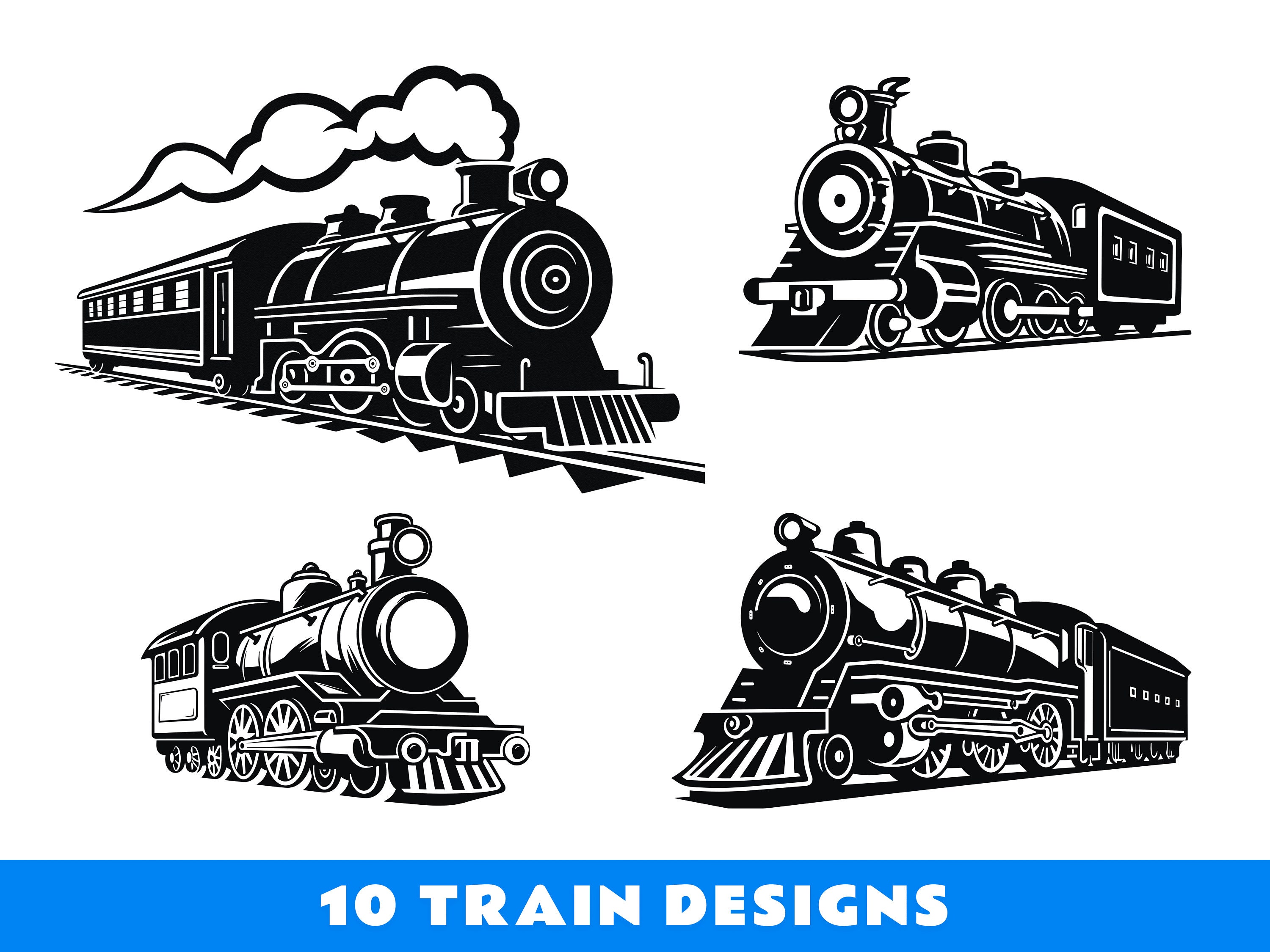 Train Locomotive SVG, Steam Engine Clipart, Train Cut Files for Cricut ...