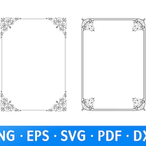 Decorative Frame SVG, Rectangle Frame Svg, Floral Border Svg, Vintage ...