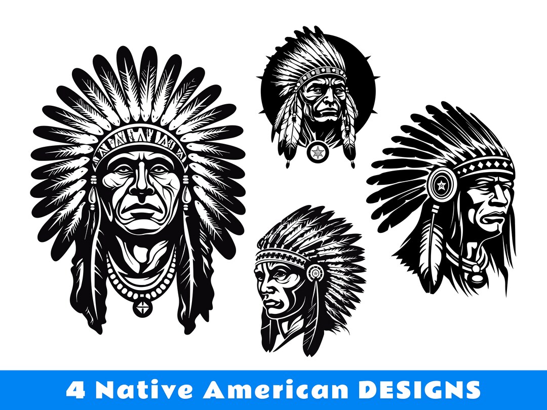 Native American With Headdress SVG, American Indian Chief Svg ...