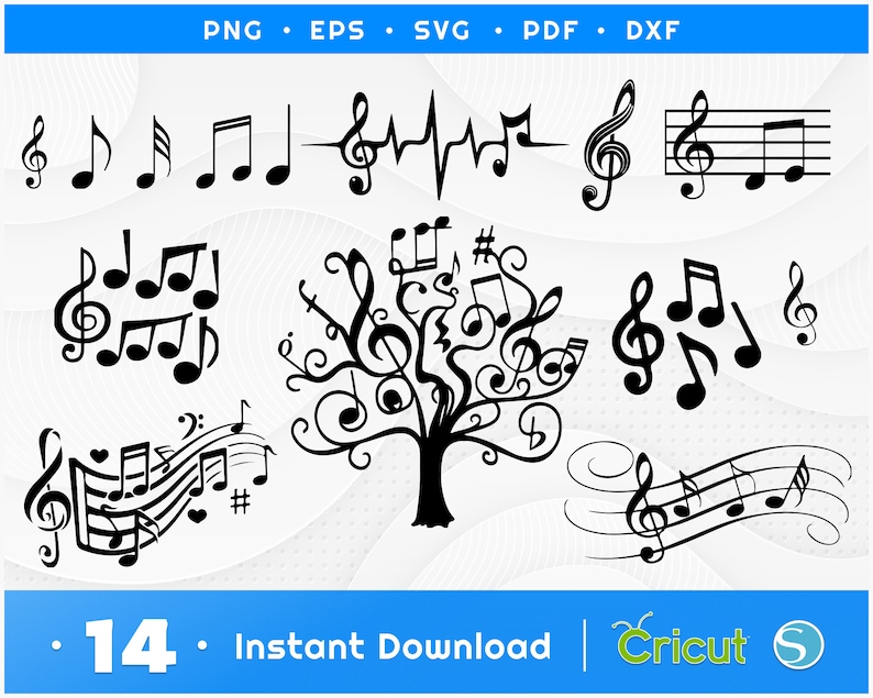 Musical Notes Svg & Png, Music Tree Clipart, Treble Clef Vector, Music ...