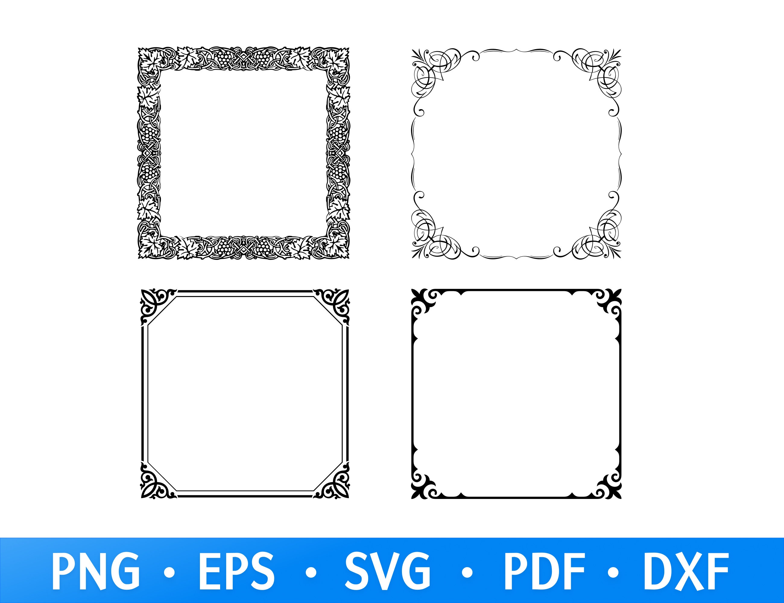 Decorative Frame SVG, Square Frame Svg, Vintage Frame Svg, Flourish ...