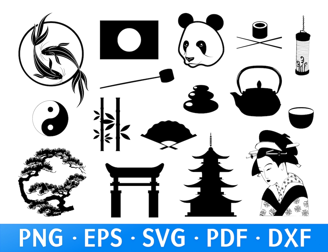 Japanese Culture SVG - Geisha, Koi Fish, and Bonsai Designs With ...