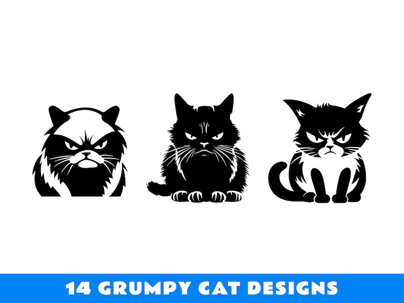 Grumpy Cat Svg & Png, Angry Cat Clipart, Cat Vector Image, Cat ...