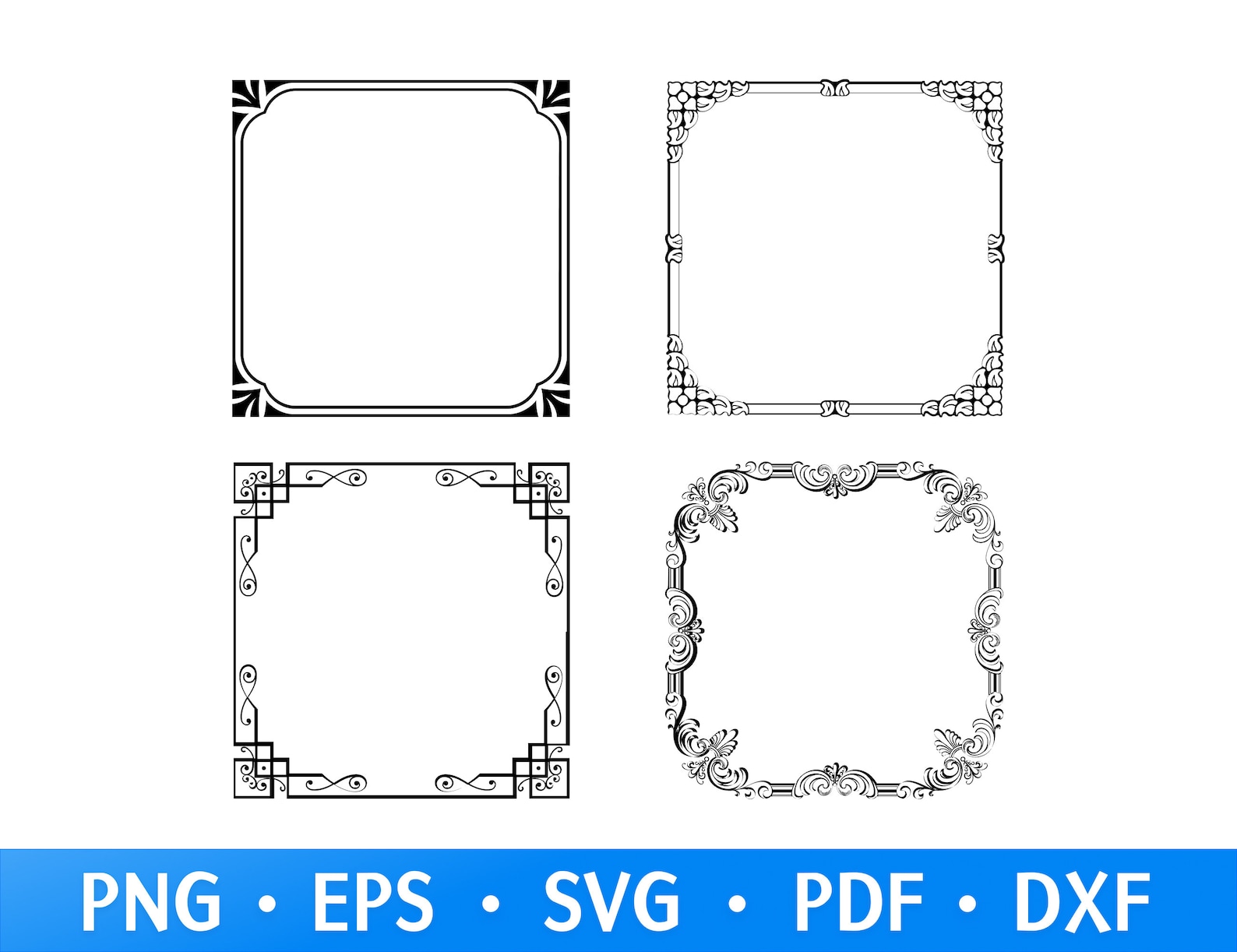 Decorative Frame SVG, Square Frame Svg, Vintage Frame Svg, Flourish ...