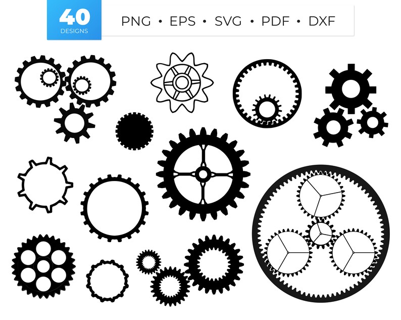 Gears SVG Bundle, Steampunk Gear Svg Cut Files - Cog Wheels Clipart Set ...