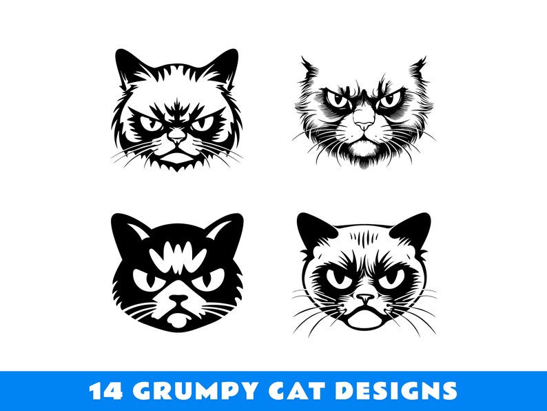 Grumpy Cat Svg & Png, Angry Cat Clipart, Cat Vector Image, Cat ...