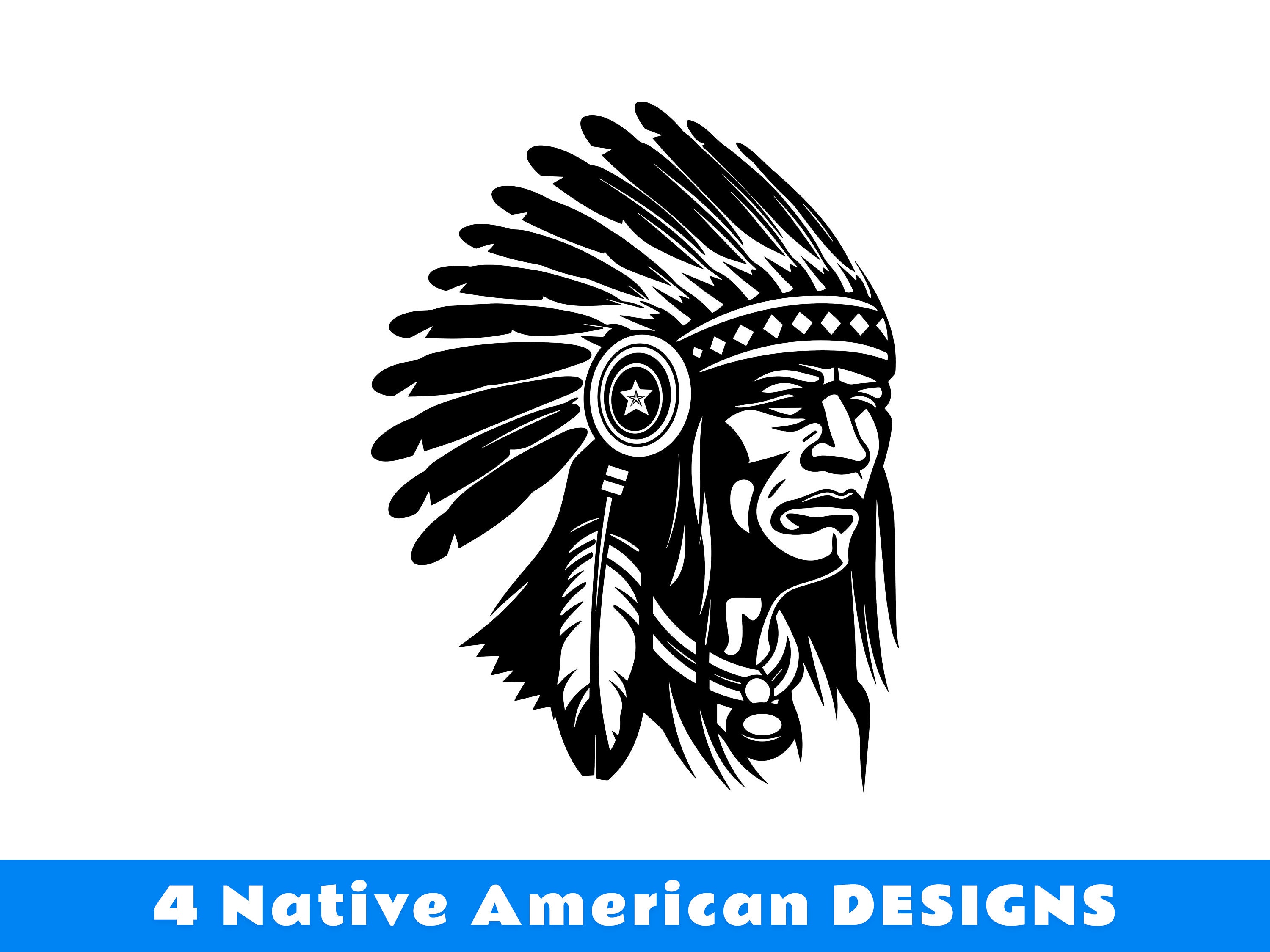 Native American With Headdress SVG, American Indian Chief Svg ...
