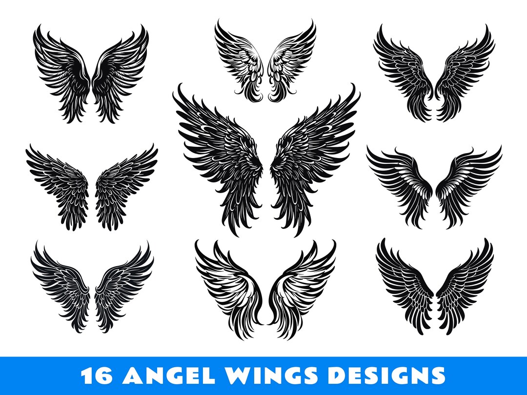 Wings SVG Bundle | Angel Wings Clipart Set | Straight Wings Svg | Wings ...