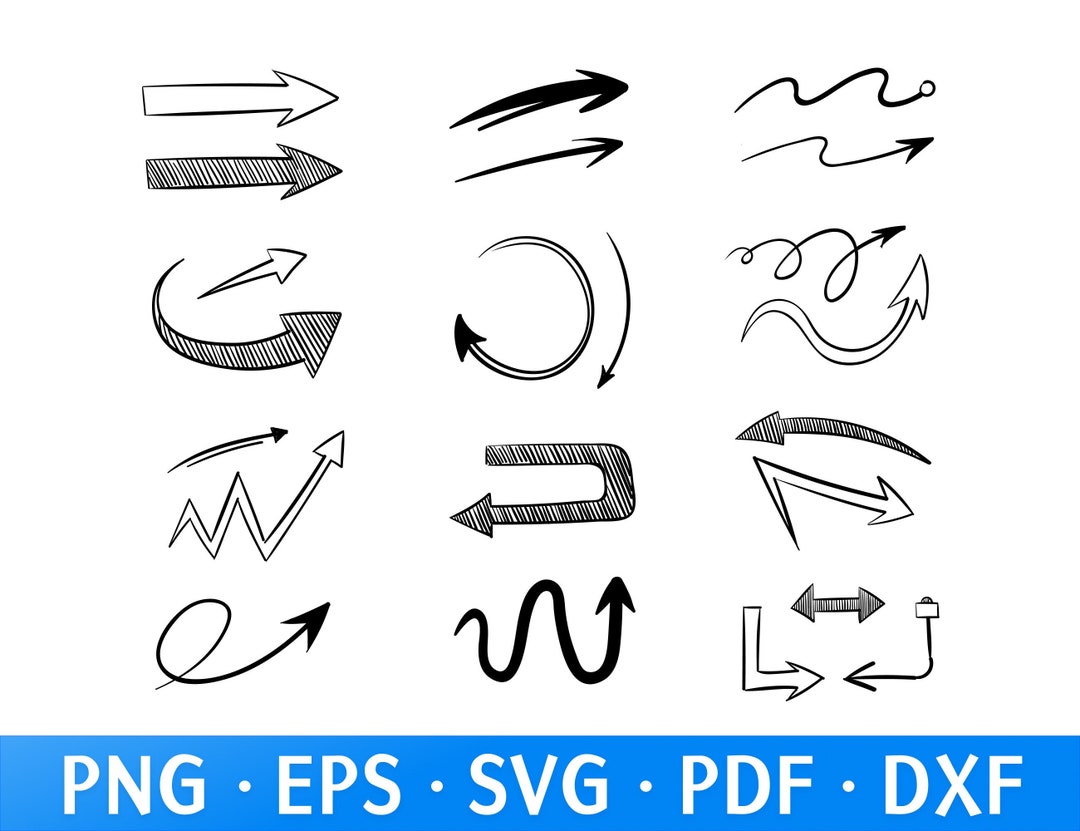Hand Drawn Arrows SVG, Arrow Clipart, Doodle Arrows Png, Arrow Signs ...