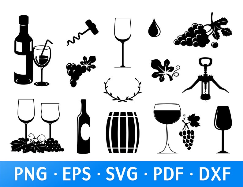 Wine Lovers Svg Wine Bottle Cut File Wine Clipart Wine Glass Svg Wine Bottle Svg Corkscrew