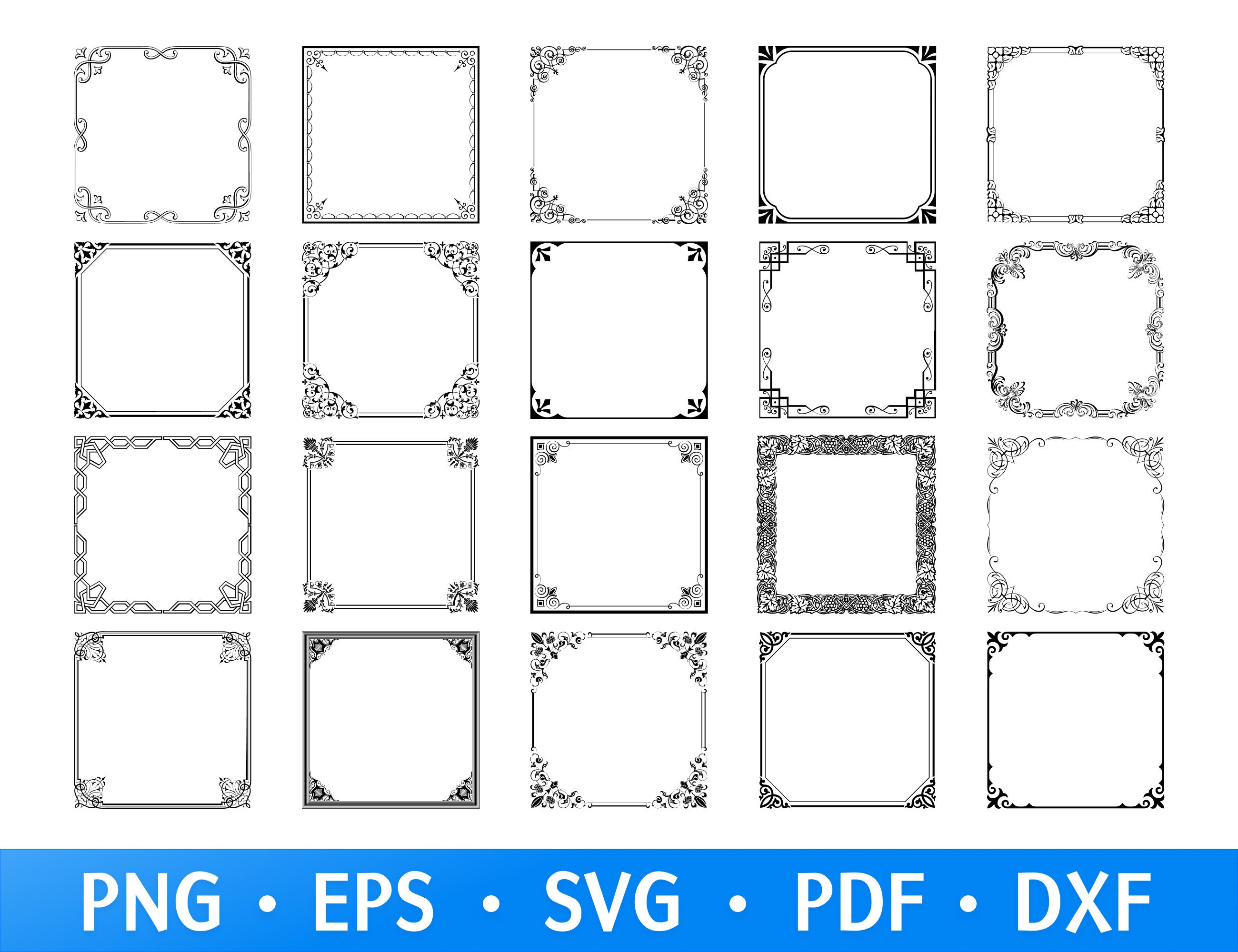 Decorative Frame SVG, Square Frame Svg, Vintage Frame Svg, Flourish ...