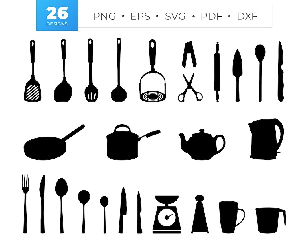 Kitchen Utensils SVG, Cooking Svg, Kitchen Clipart, Cooking Utensils ...