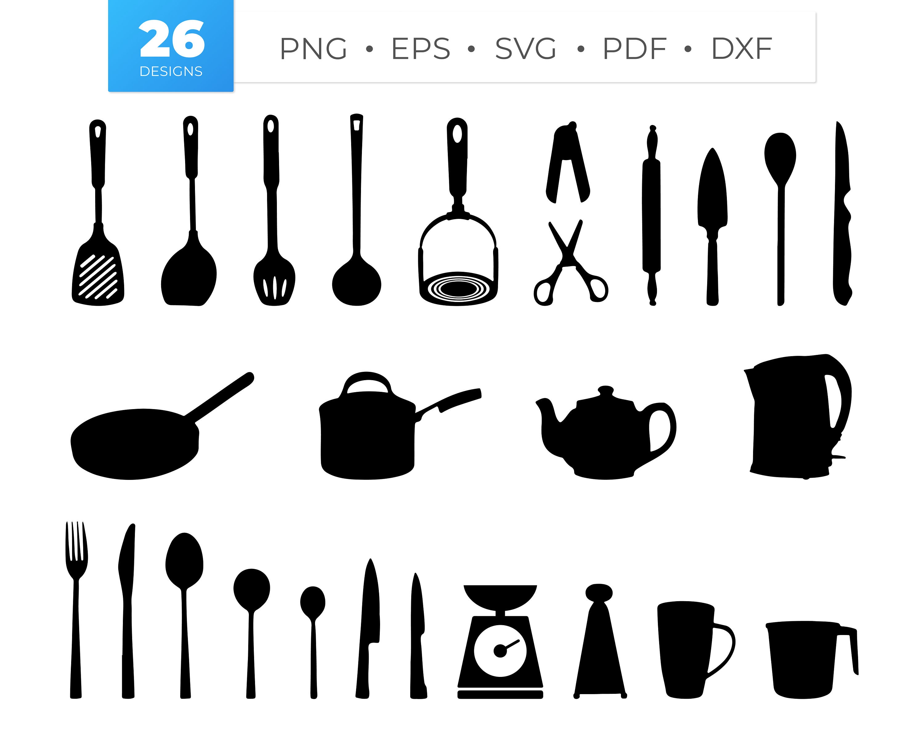 Kitchen Utensils SVG, Cooking Svg, Kitchen Clipart, Cooking Utensils ...