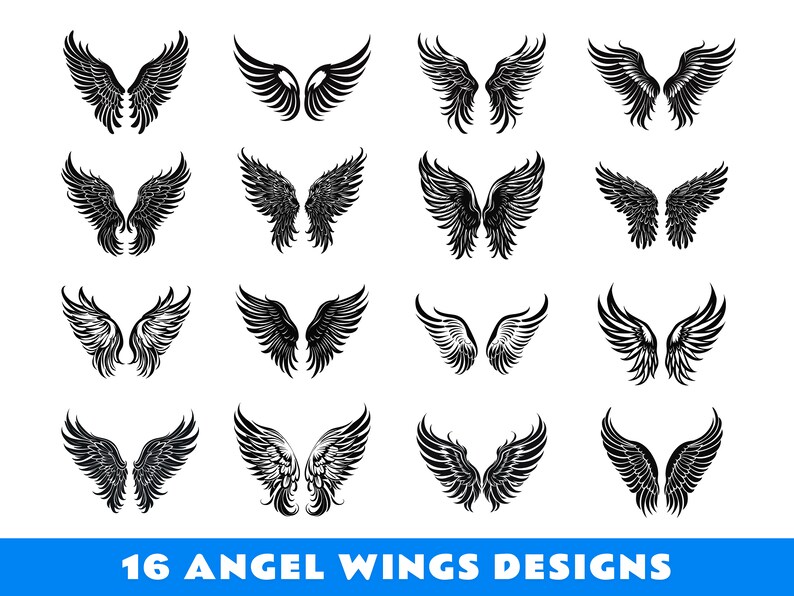 Wings SVG Bundle | Angel Wings Clipart Set | Straight Wings Svg | Wings ...