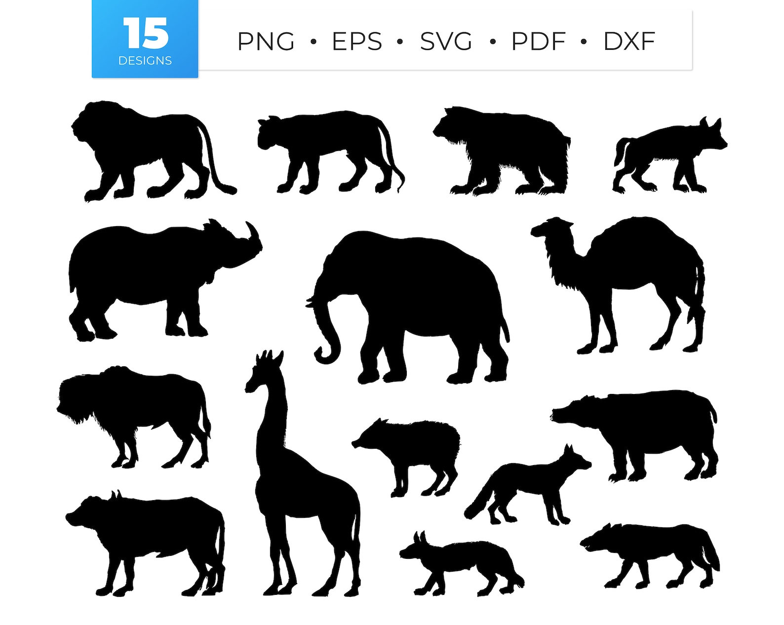 Wild Animals SVG Bundle, Safari Animal Silhouette, Animal Cut Files ...