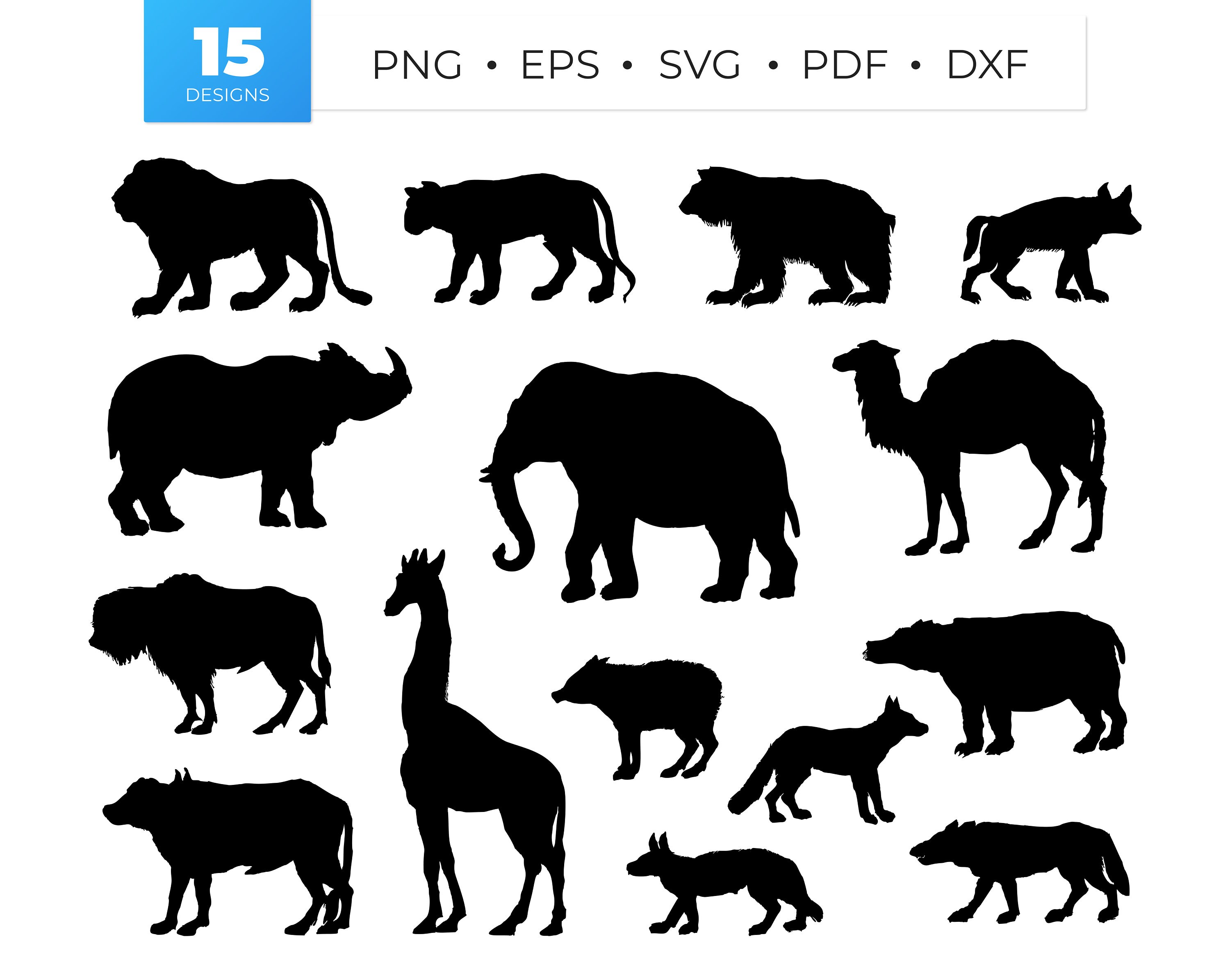 Wild Animals SVG Bundle, Safari Animal Silhouette, Animal Cut Files ...