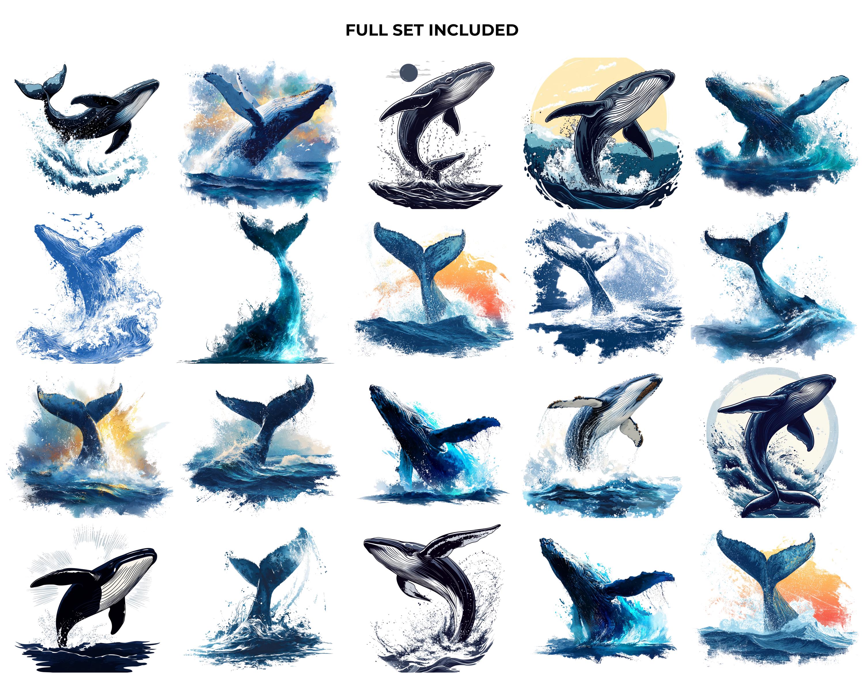 Whale PNG Clipart, Ocean Animals Clip Art Set, Printable Marine Life ...