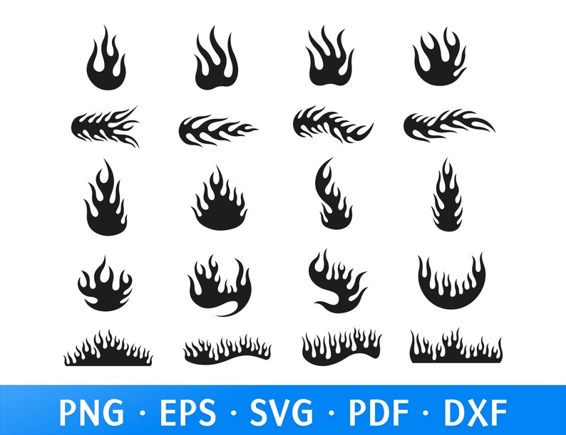 Flame Tribal SVG, Fire Clipart, Flames Silhouette, Fireball Cut Files ...