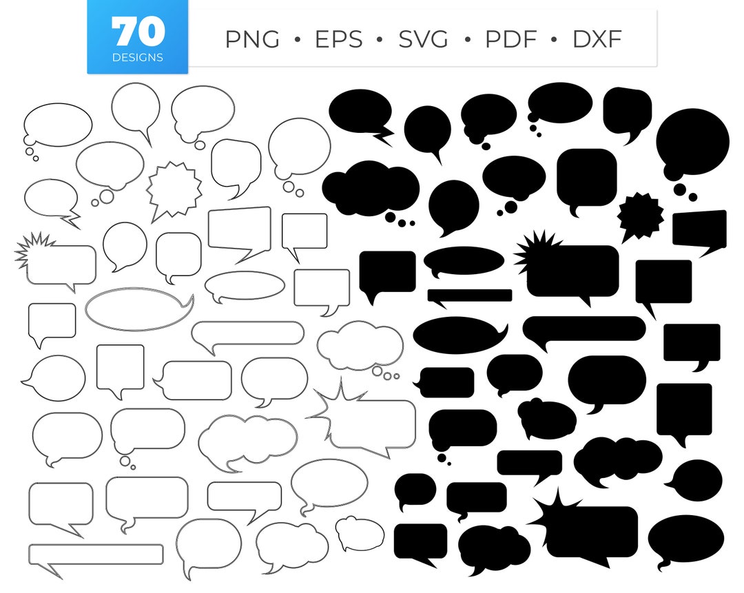 Speech Bubble SVG, Comic Bubbles Svg, Thought Bubble Svg, Speech Bubble ...