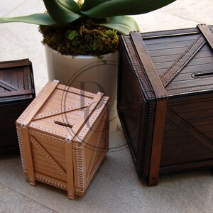 Leather Money Box Crate Set! Small and Large Piggy Bank! - PDF Pattern ...