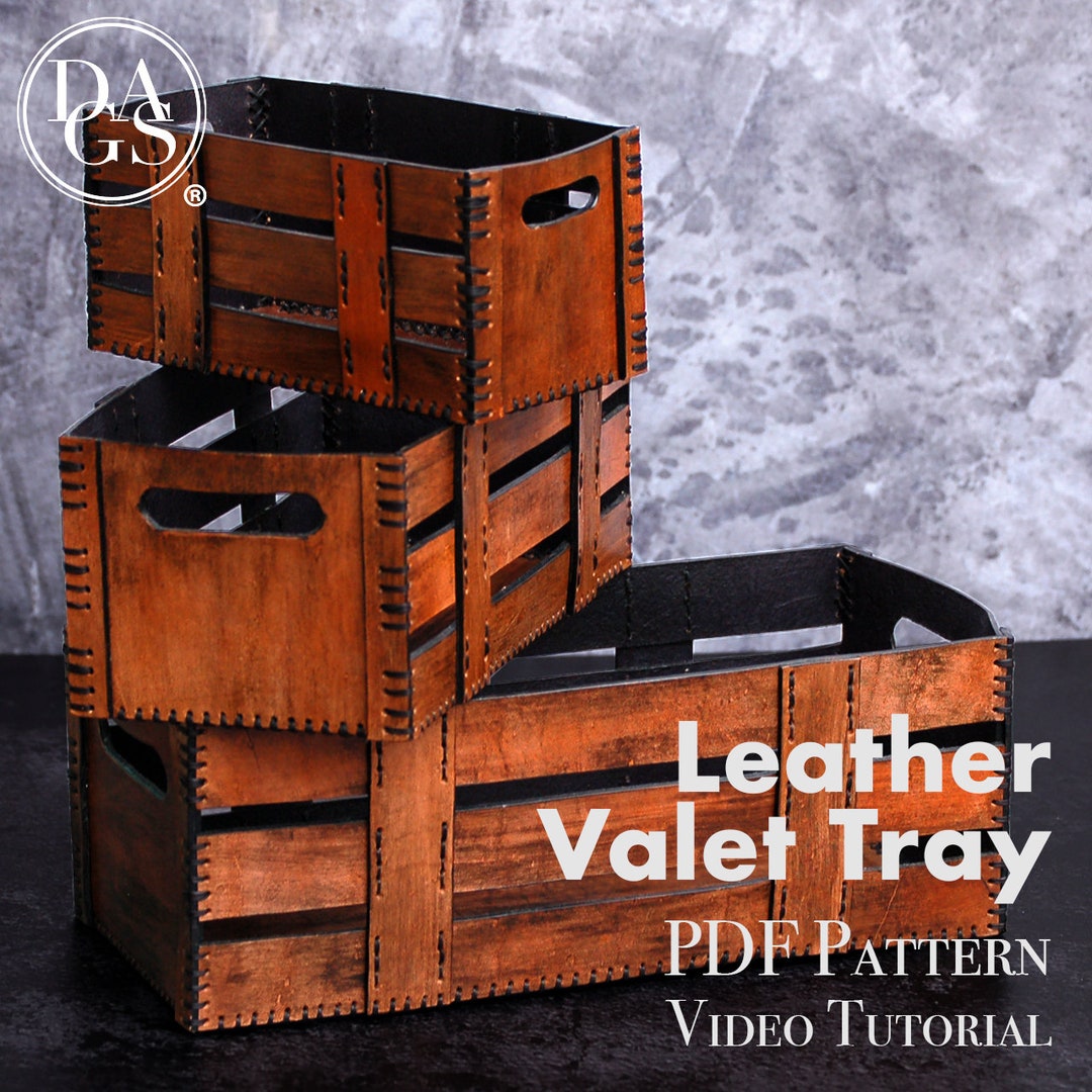 Leather Valet Tray Pattern - Leather Crate Organizer - PDF Pattern and ...