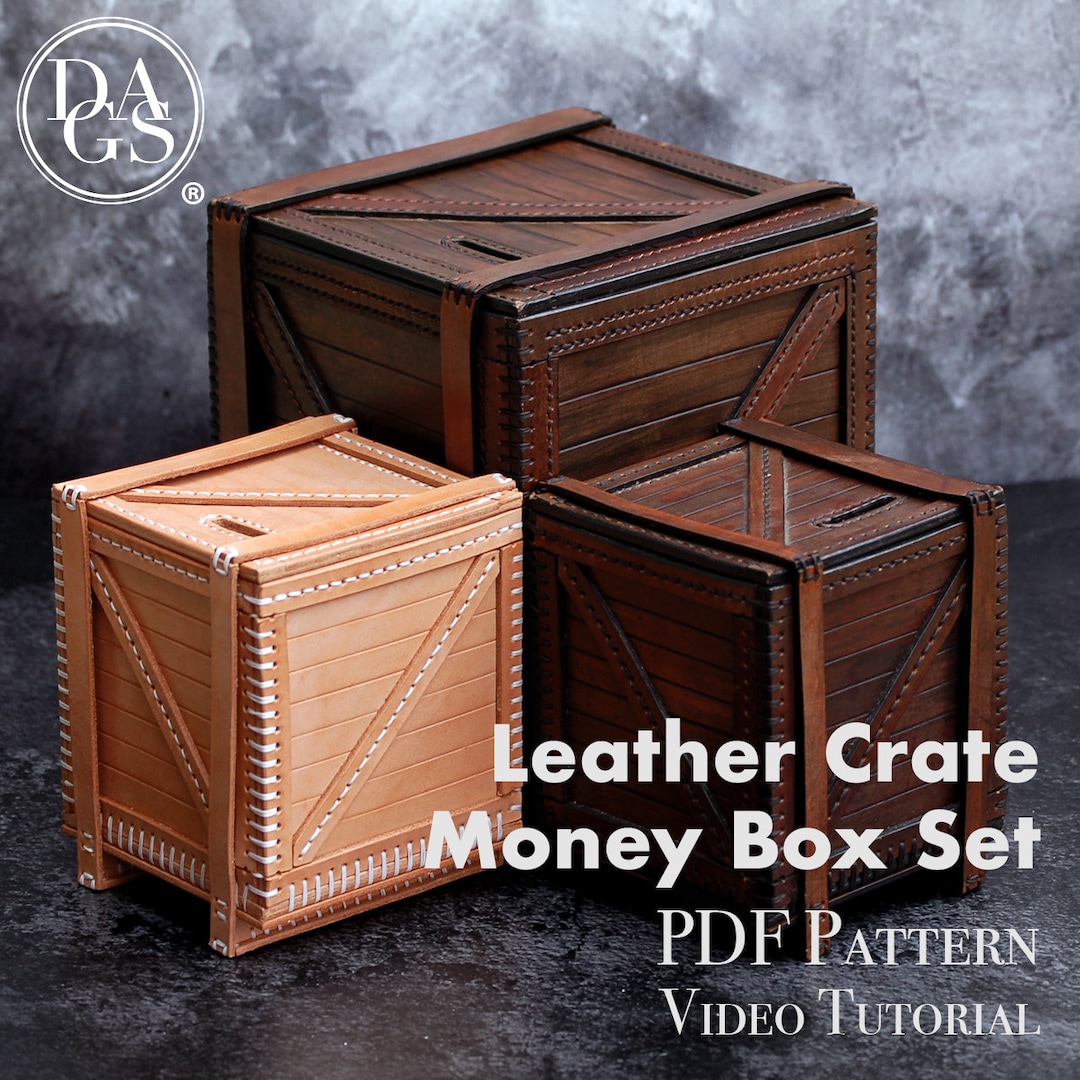 Leather Money Box Crate Set! Small and Large Piggy Bank! - PDF Pattern ...