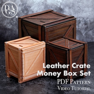Leather Money Box Crate Set Small and Large Piggy Bank PDF Pattern and ...