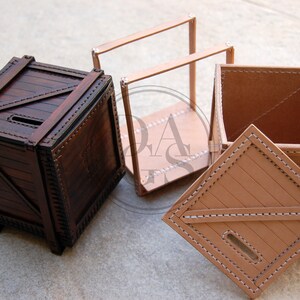Leather Money Box Crate Set! Small and Large Piggy Bank! - PDF Pattern ...